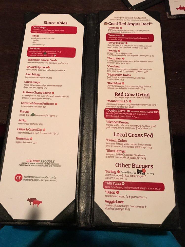 Menu at Red Cow St. Paul pub & bar, Saint Paul, 393 Selby Ave