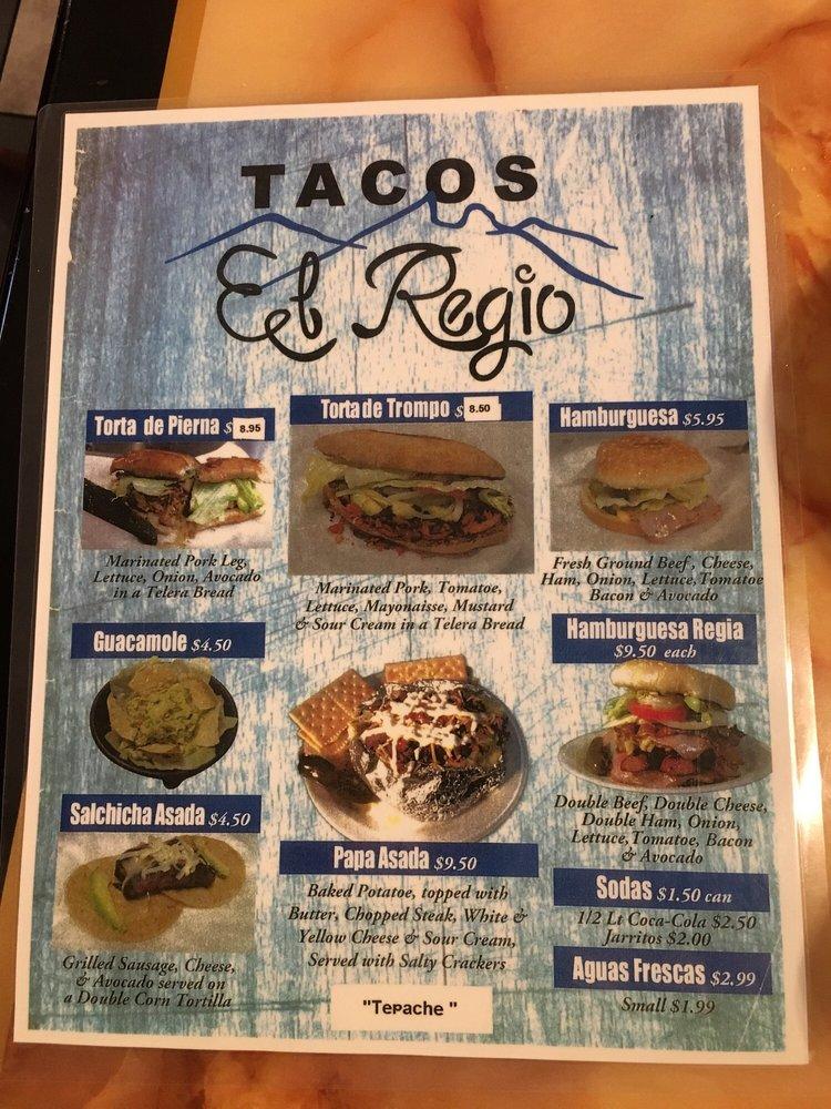 Menu at Tacos El Regio NC restaurant, Charlotte