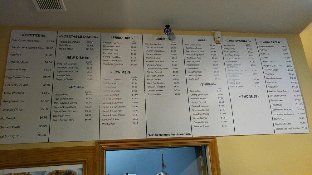 Menu at Twin Sunlight restaurant, Columbus