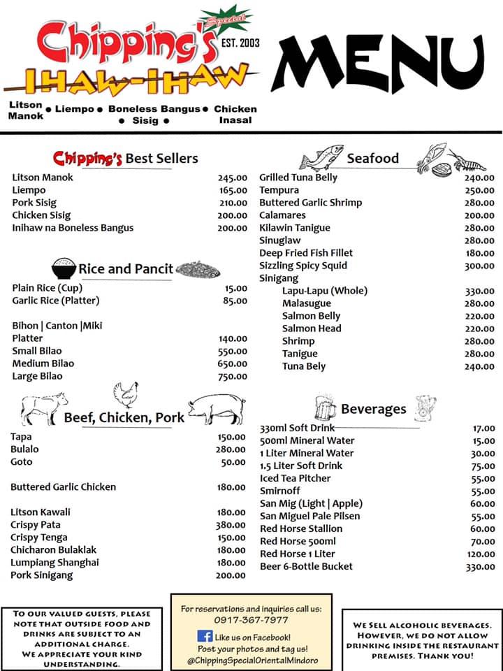Carta del pub y bar Chum - Food and Beverage Station, Calapan