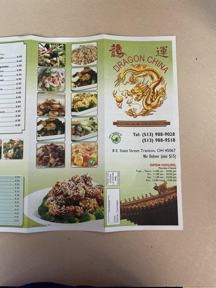 Menu at Dragon China restaurant, Trenton