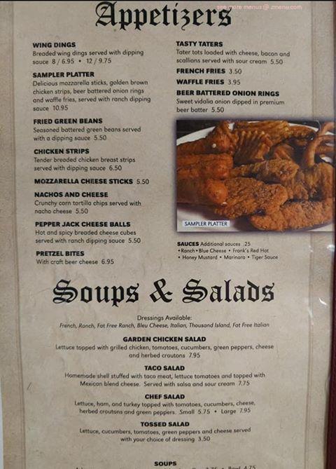 Menu at Greystone Tavern pub & bar, Jackson