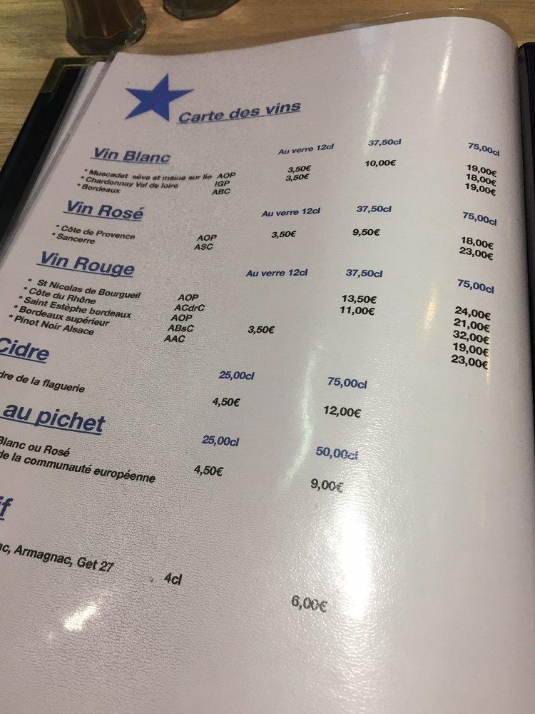 Menu at Le Drakkar restaurant, Bayeux
