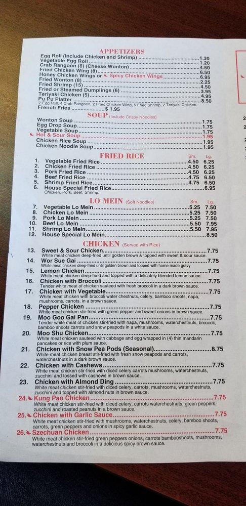 Menu at New Fortune China restaurant, Columbus