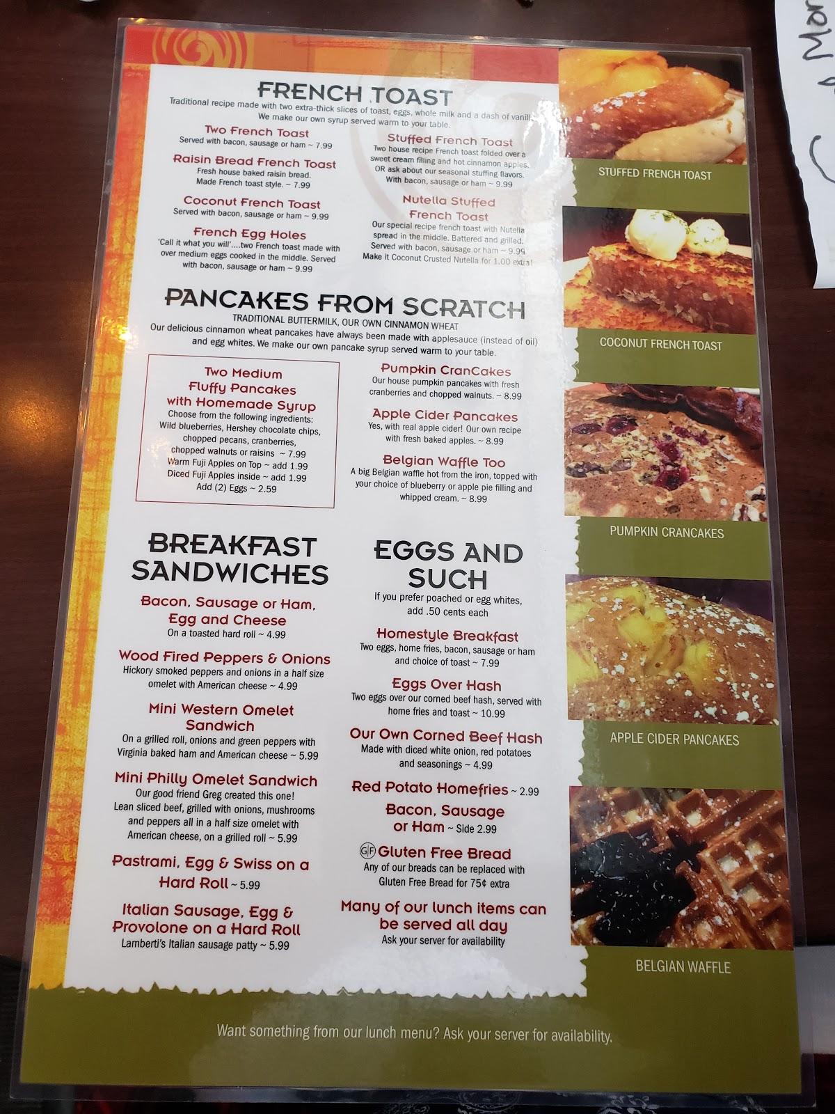 Menu at NYPD restaurant, Rocky Hill