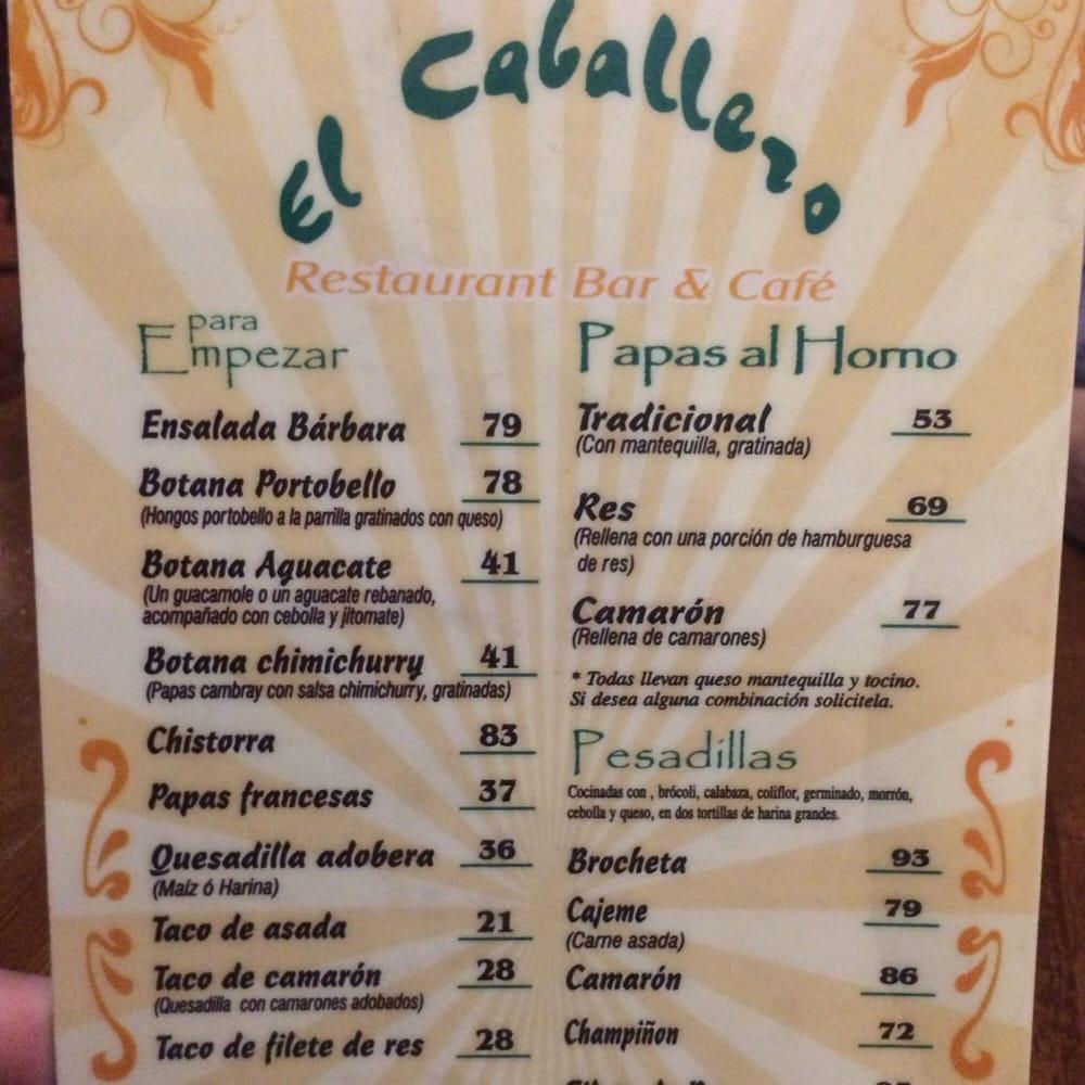 Menu at Restaurante Caballero, Guadalajara, Eclipse 2773