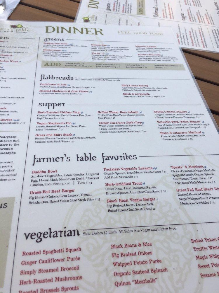 Menu at Farmer's Table pub & bar, Boca Raton