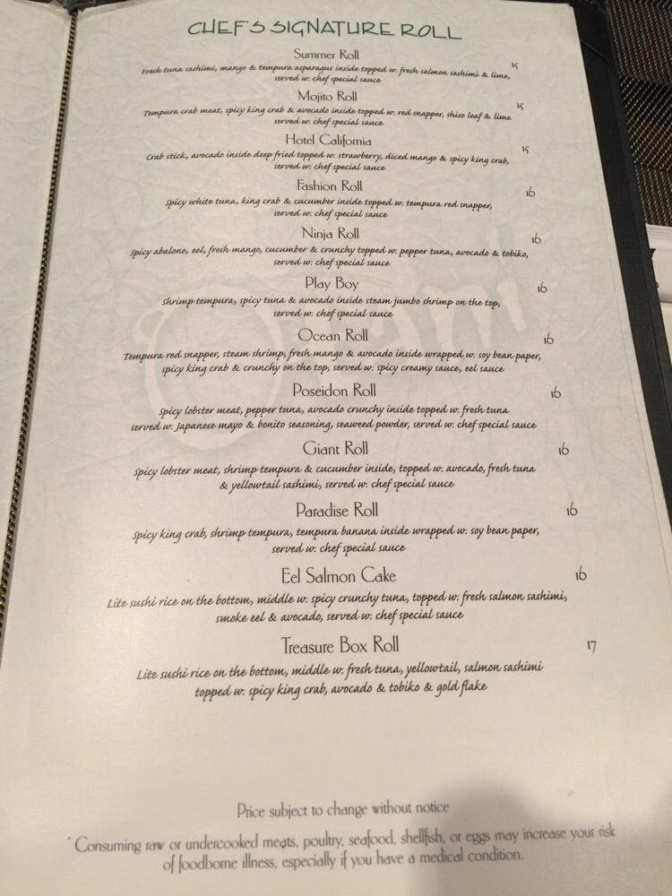 Carta del restaurante Otani Japanese Cuisine, Crofton