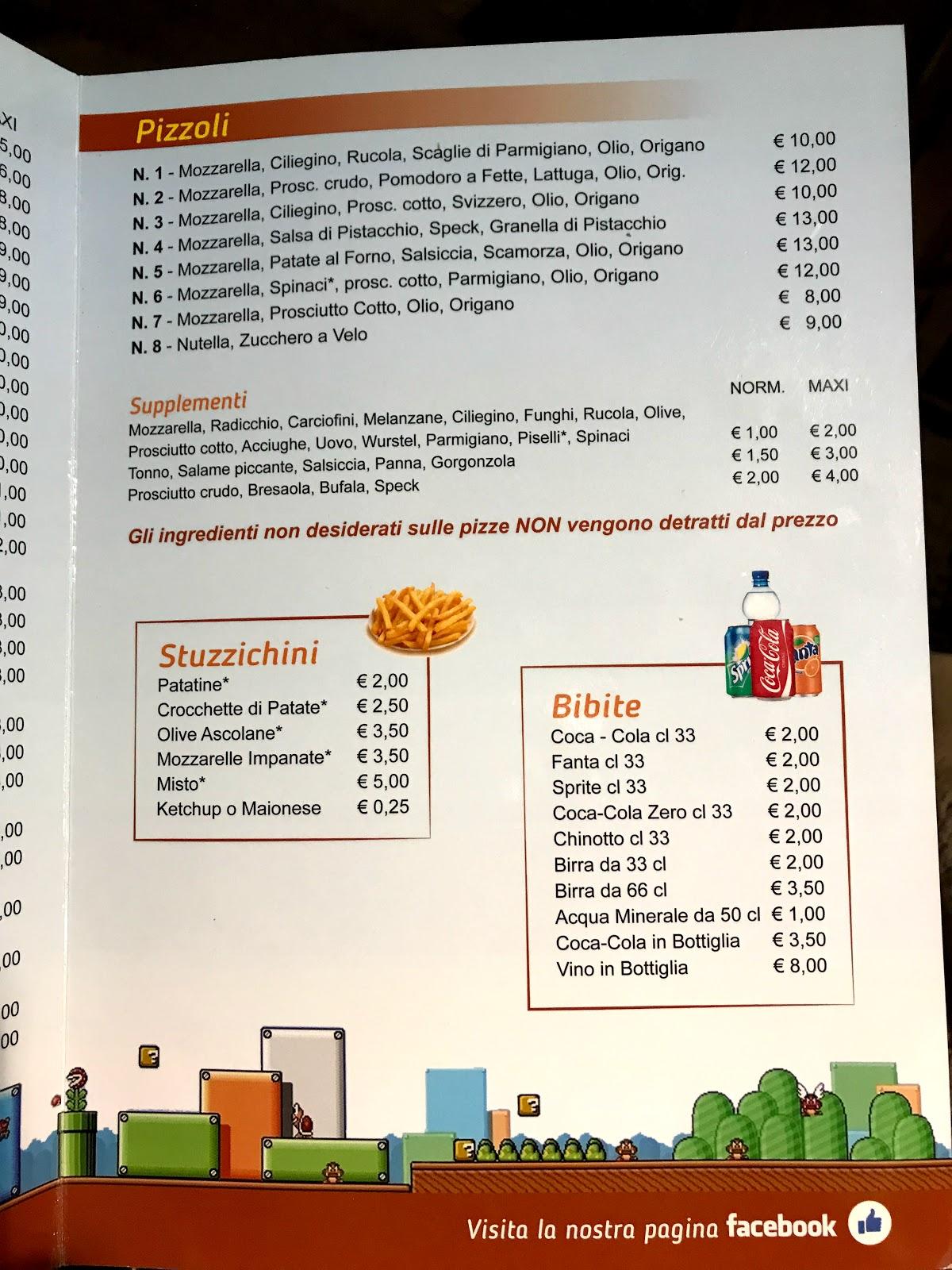 Menu at Pizzeria da Mario, Syracuse