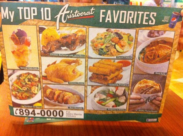 Menu at The Aristocrat Restaurant - SM North EDSA, Quezon City, L1 ...