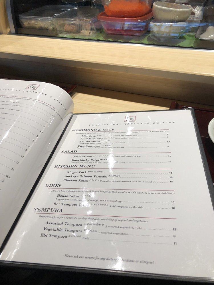 Menu at Toyo Sushi Japanese Restaurant, Burnaby