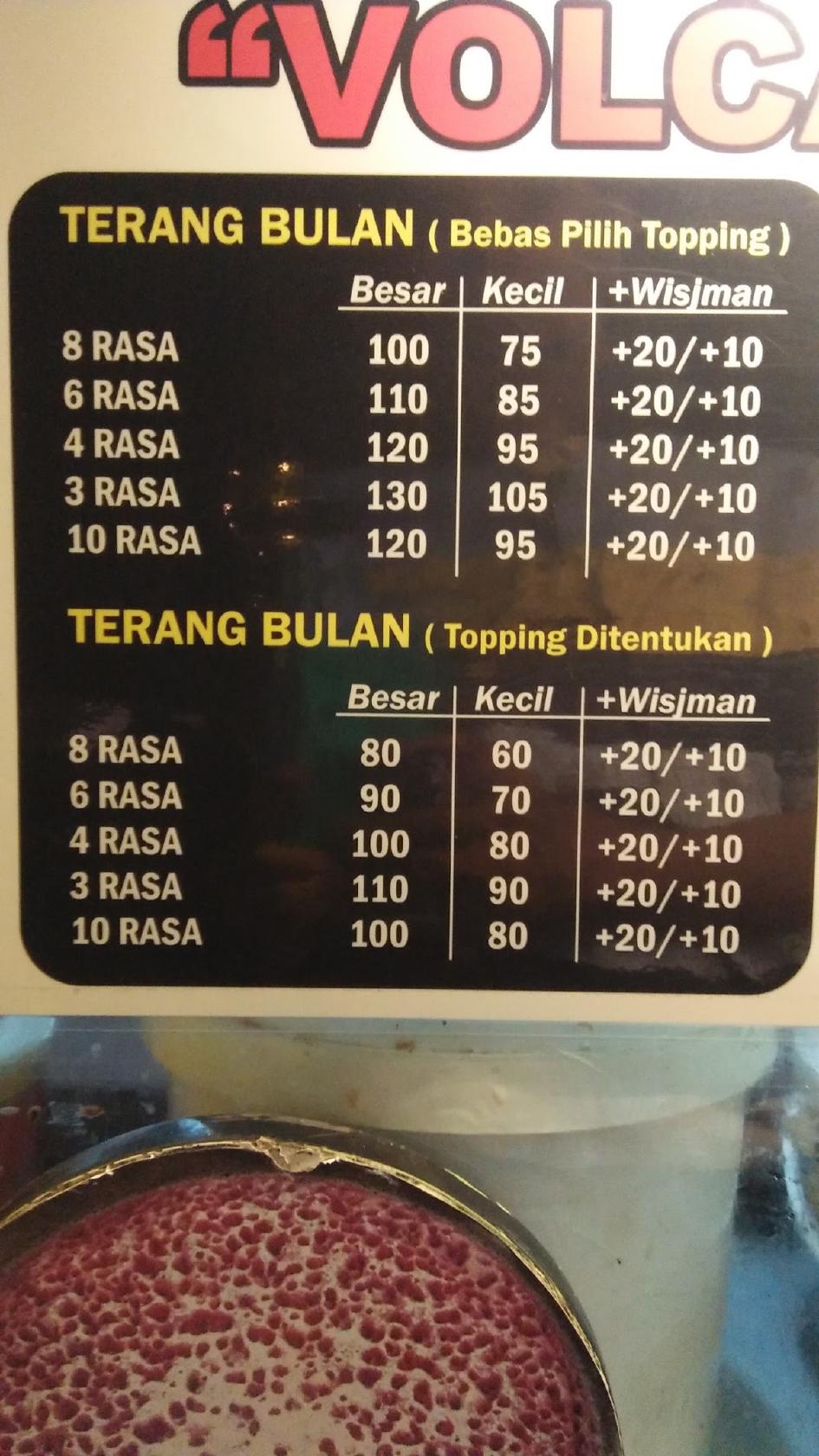 Menu at Volcano Terang Bulan Dan Martabak restaurant, Surabaya