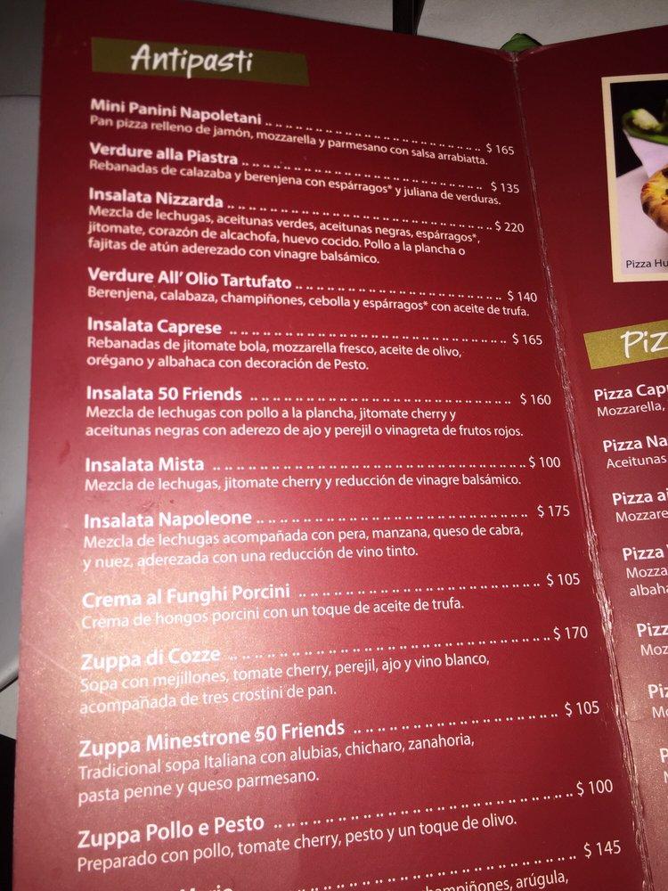 Carta de pizzería 50 Friends | Antara, Ciudad López Mateos, Av ...