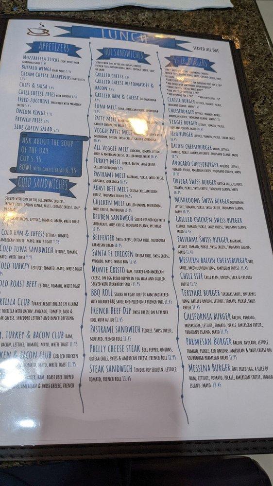 Menu at Amy's Cafe, Riverside