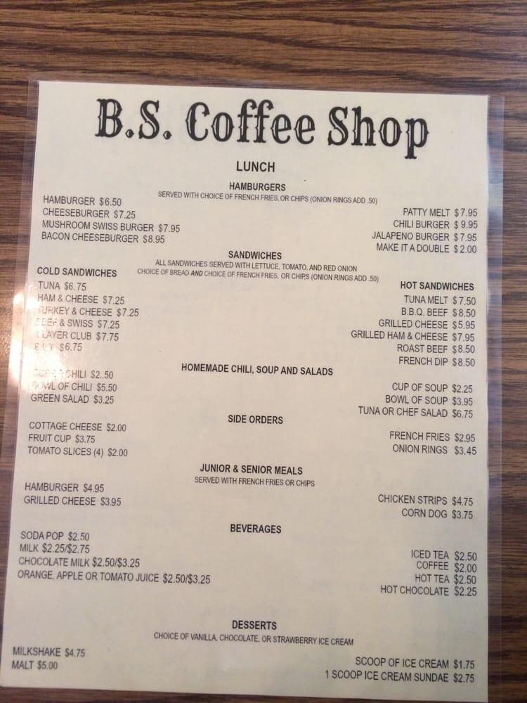 Menu at B S Coffee Shop cafe, Clovis, 233 Sunnyside Ave