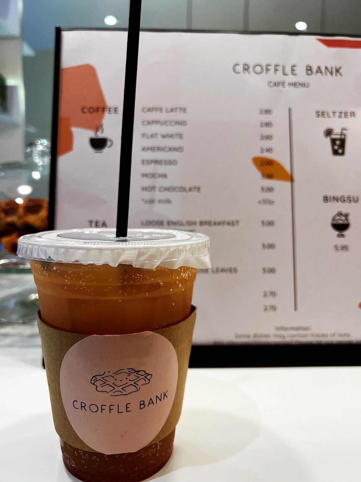 Menu at Croffle Bank cafe, Coventry