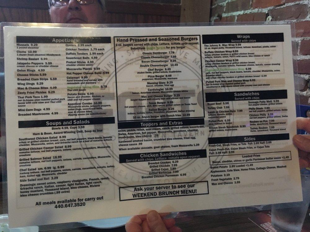 Menu at Fort's Old Town Tavern pub & bar, Wellington