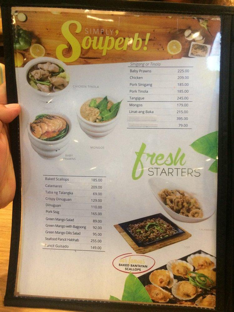 Menu at Hukad restaurant, Cebu City, Ayala Center Cebu