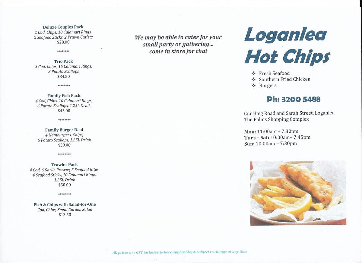 Menu at Loganlea Fish and Chips fast food, Loganlea