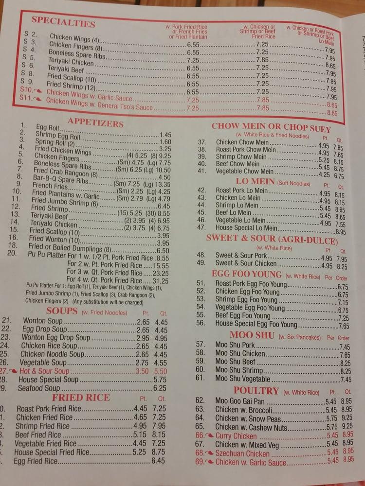 Menu at Manna restaurant, Springfield