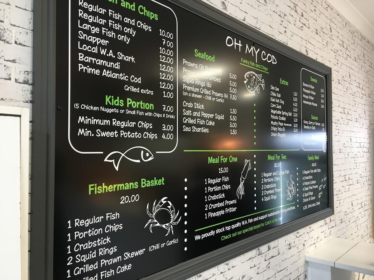 Menu at Oh My Cod fast food, Tuart Hill