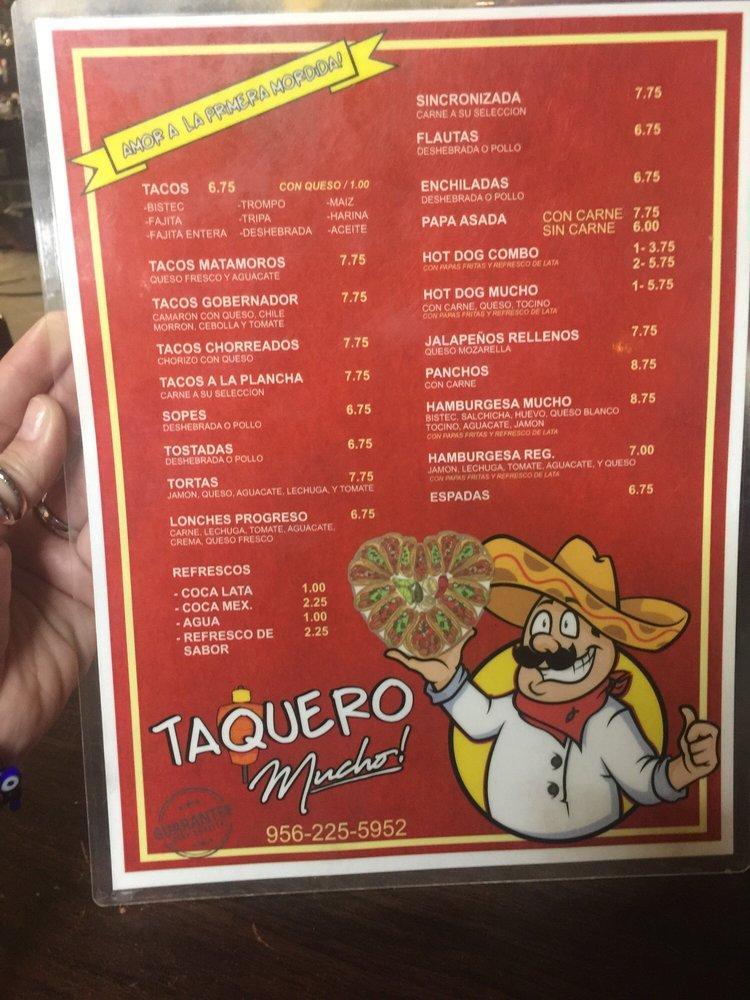 Menu at TAQUERO MUCHO restaurant, McAllen