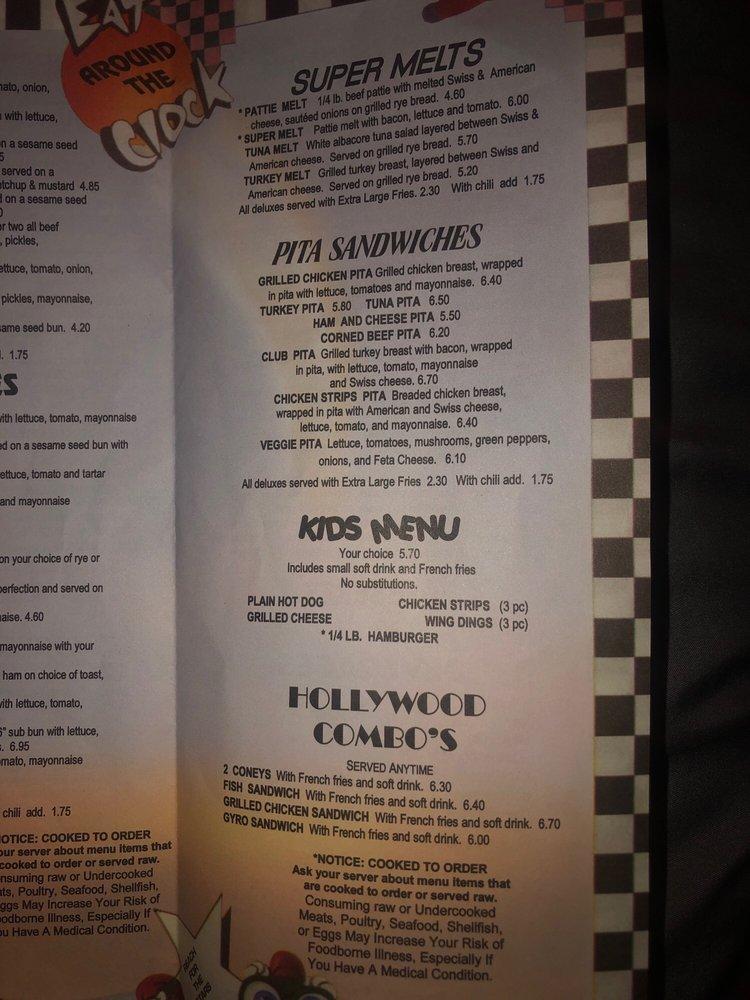 Menu at Hollywood Coney Island restaurant, Detroit, 20240 Grand River Ave