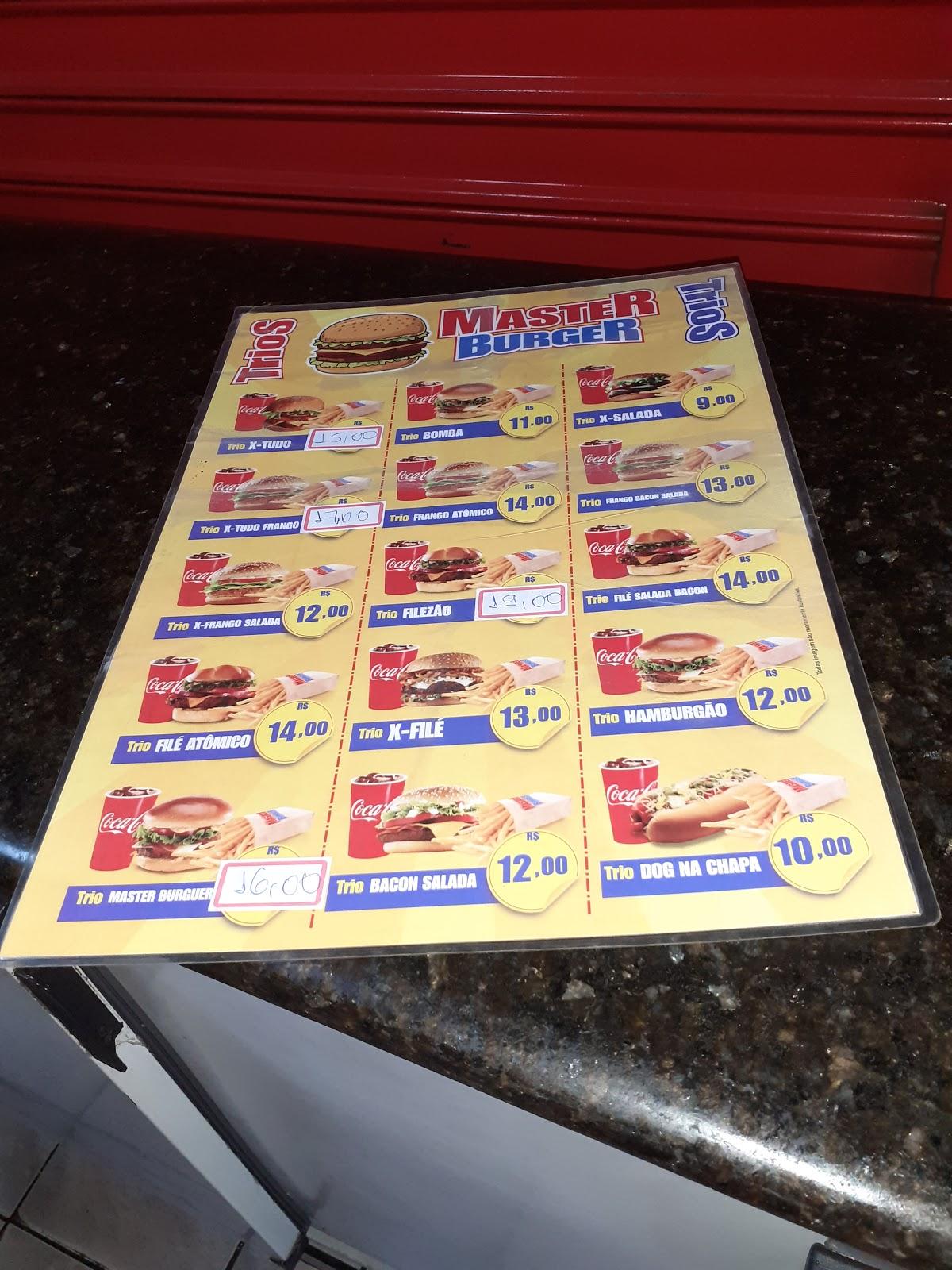 Menu at Master Burger restaurant, Brasília, Guará I QE 7 Ao lado da ...