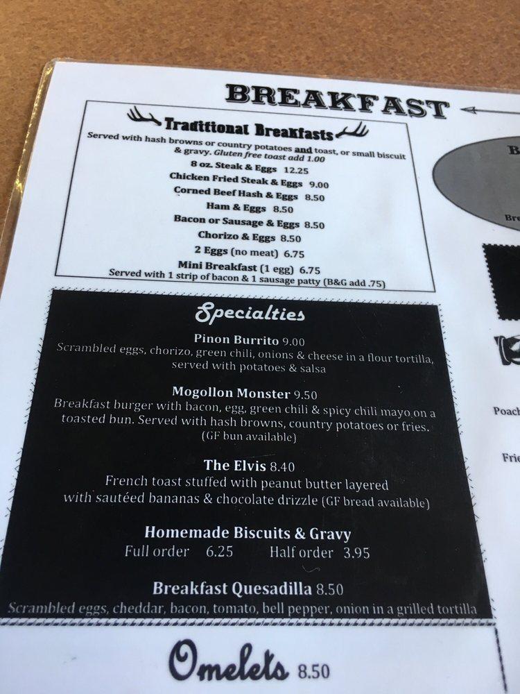 Menu at Pinon Café cafe, Payson
