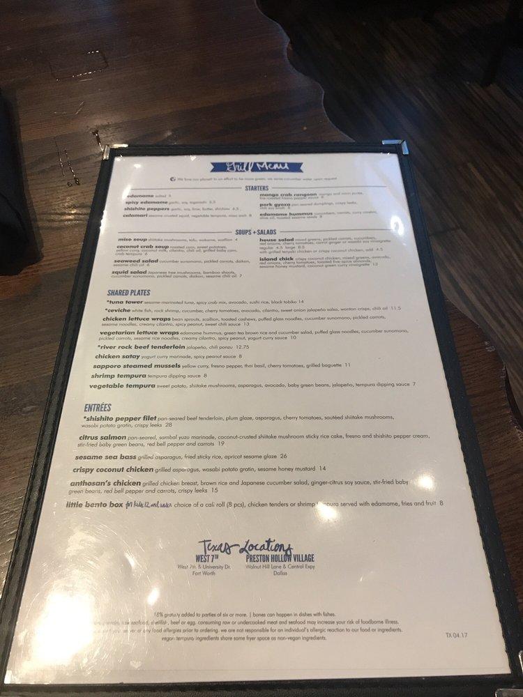Menu at Blue Sushi Sake Grill restaurant, Fort Worth