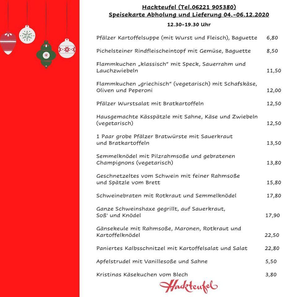 Speisekarte von Hotel-Restaurant Hackteufel Heidelberg, Heidelberg