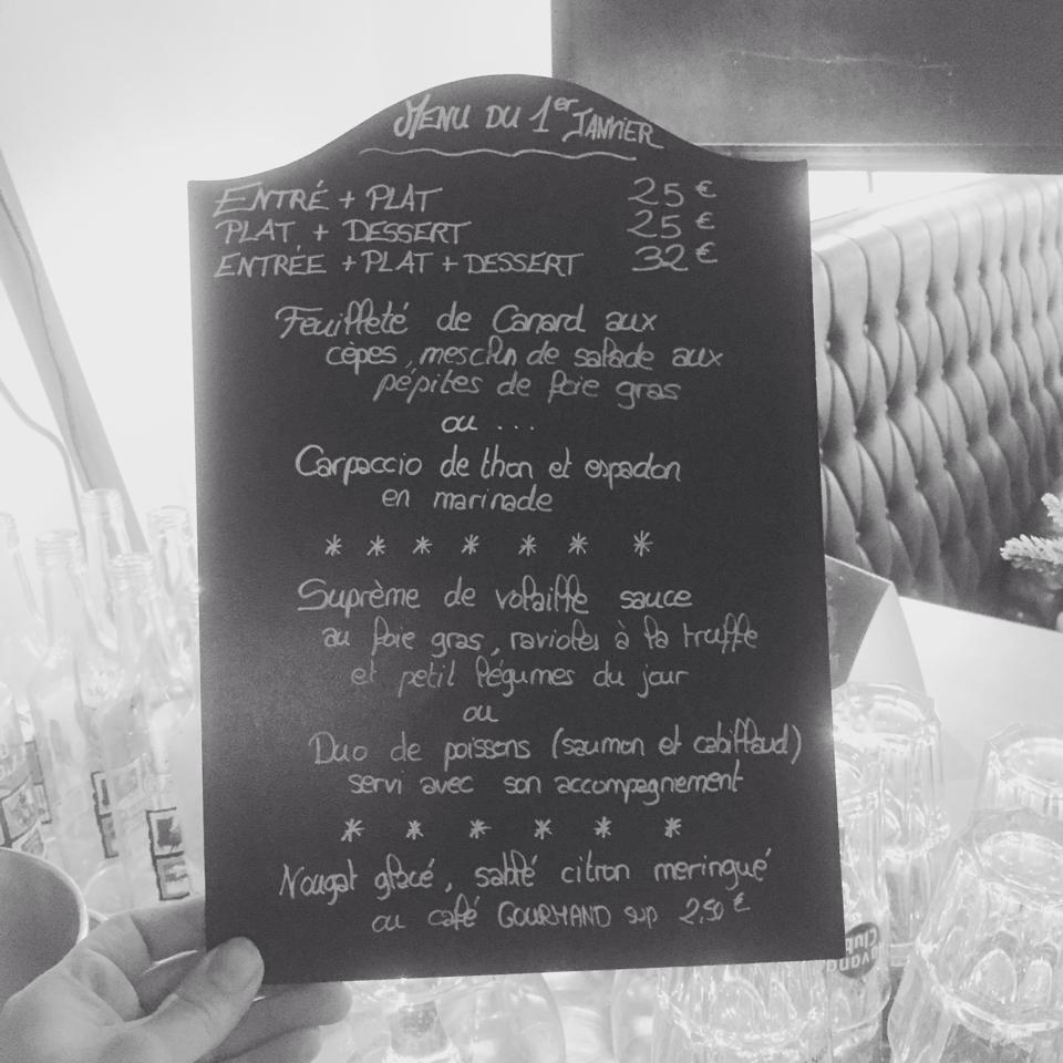 Menu at Le Baroque Cafe, Châteaurenard