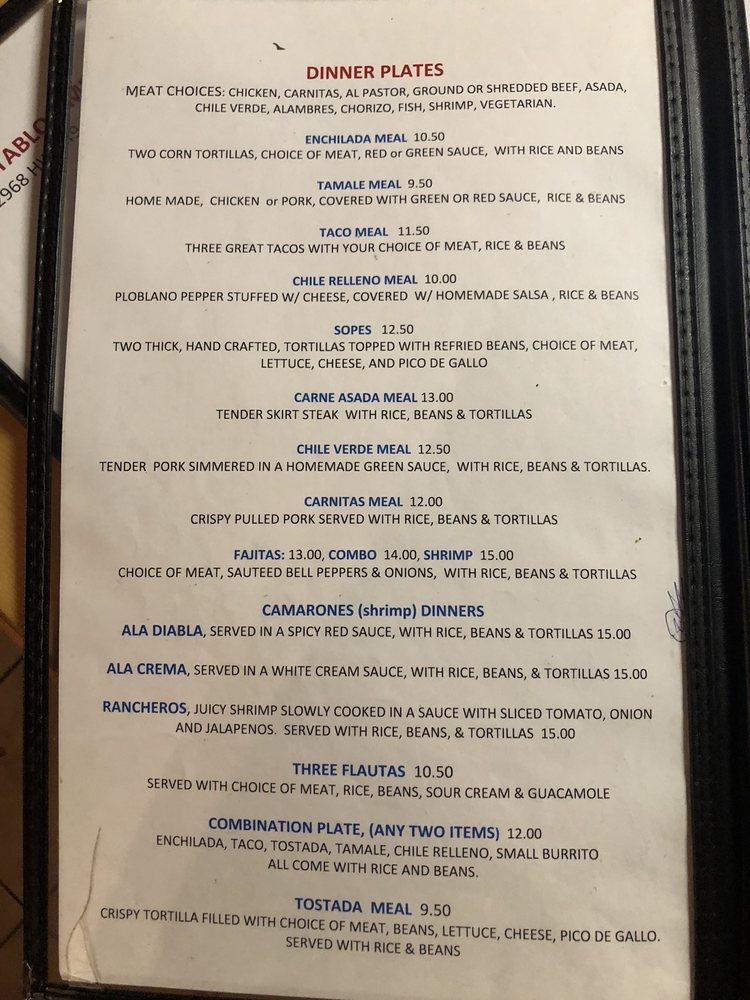 Carta de Los Establos Méxican Restaurant, Estados Unidos, CA-49