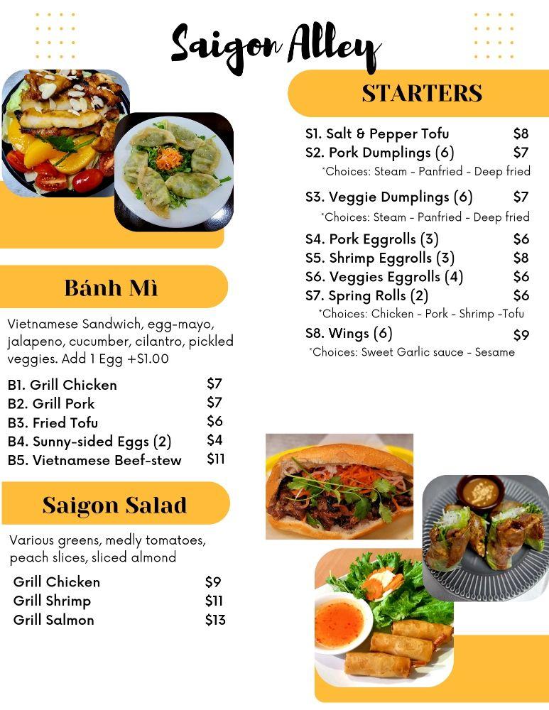 Menu at Saigon Alley Restaurant, Houston