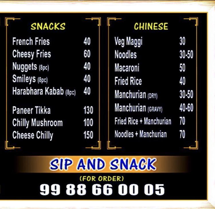 Menu at Sip and Snack, Kansal