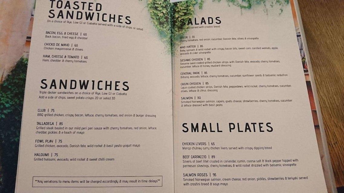 Menu at The Crafty Fox pub & bar, Pretoria