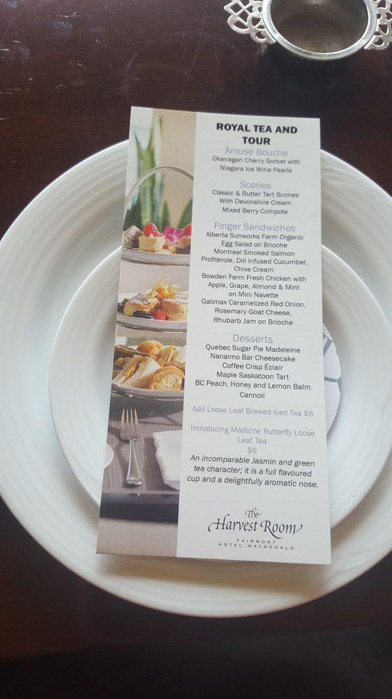 Menu at HARVEST ROOM restaurant, Edmonton, 100 St NW