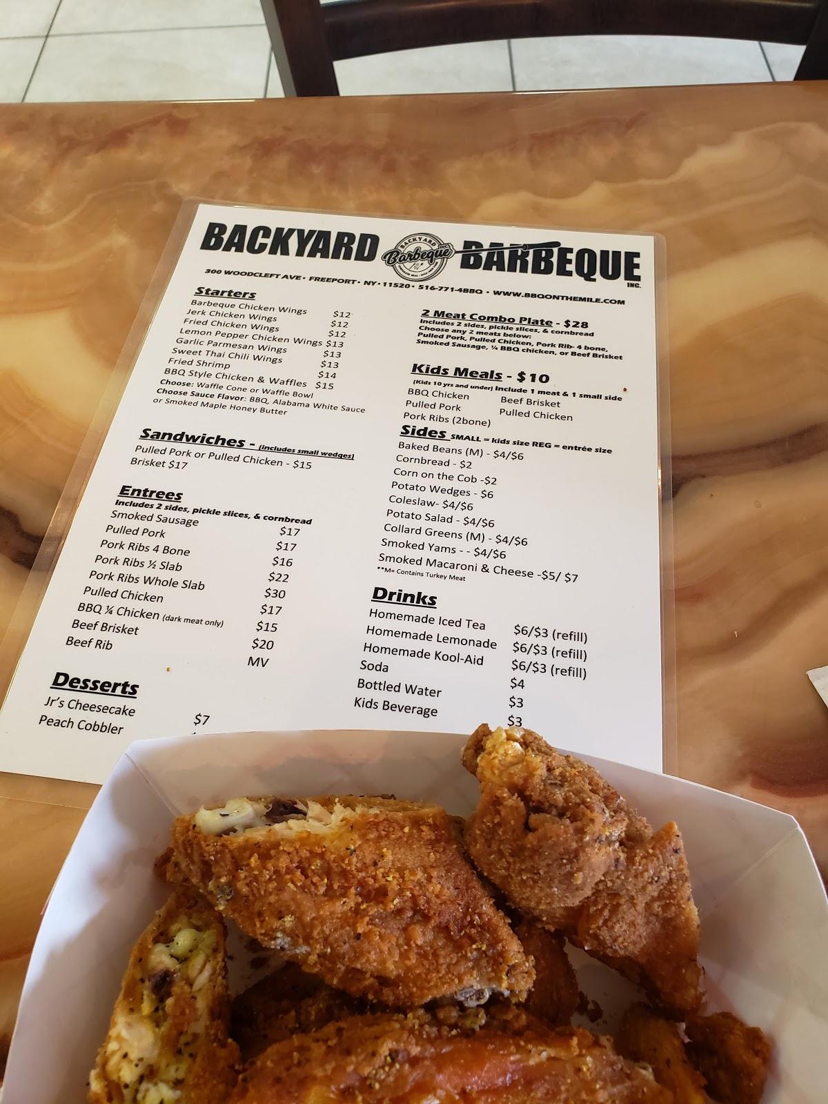 Menu at Backyard Barbeque, Freeport
