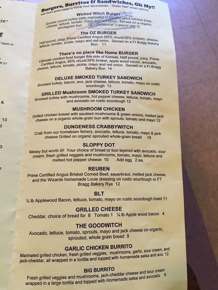 Menu at Egghead's Restaurant, Fort Bragg