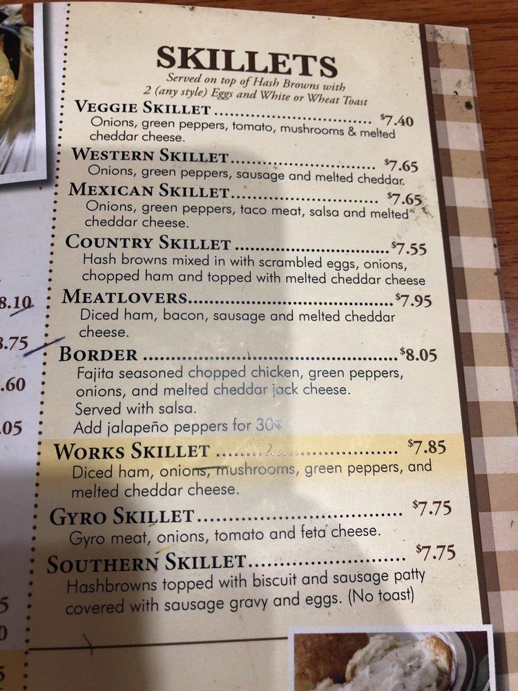 Menu at Frontier Cafe, Grinnell