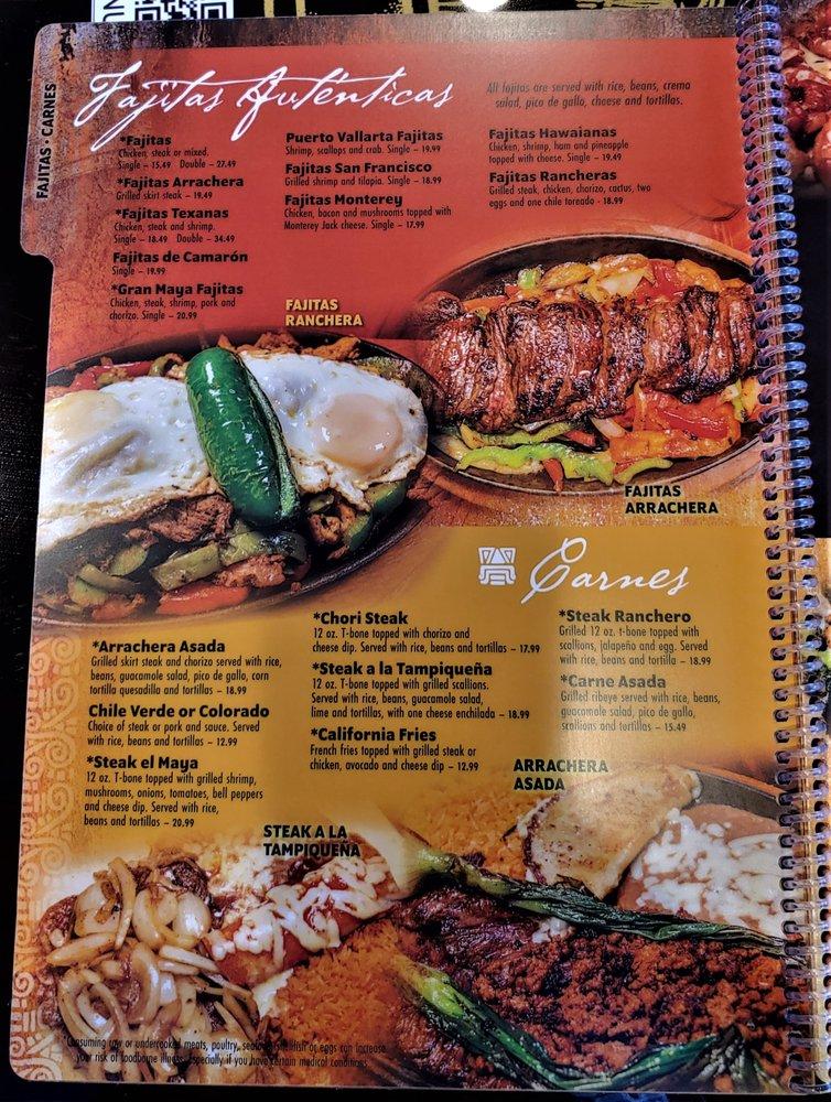 Menu at Gran Maya Mexican Grill restaurant, Virginia Beach