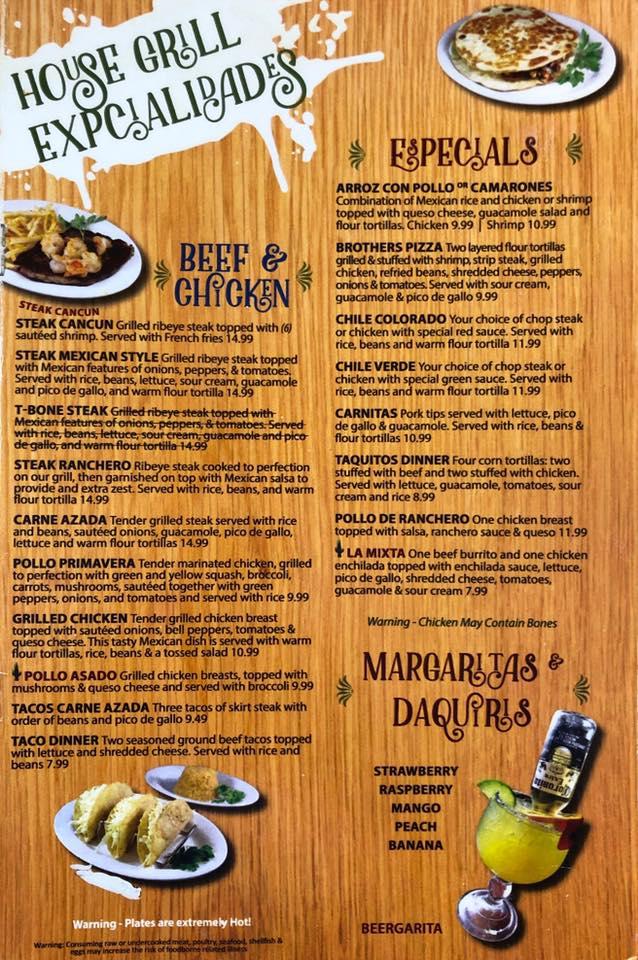 Menu at La Pachangas Mexican Restaurant, Bonne Terre