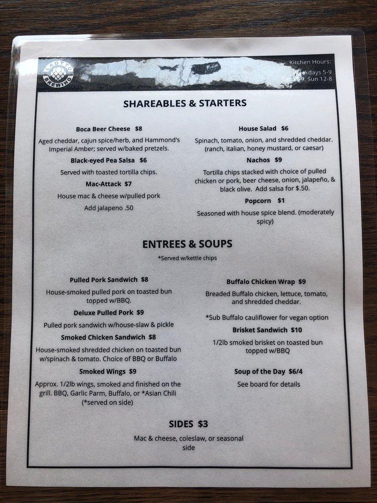 Menu at LaOtto Brewing pub & bar, Laotto
