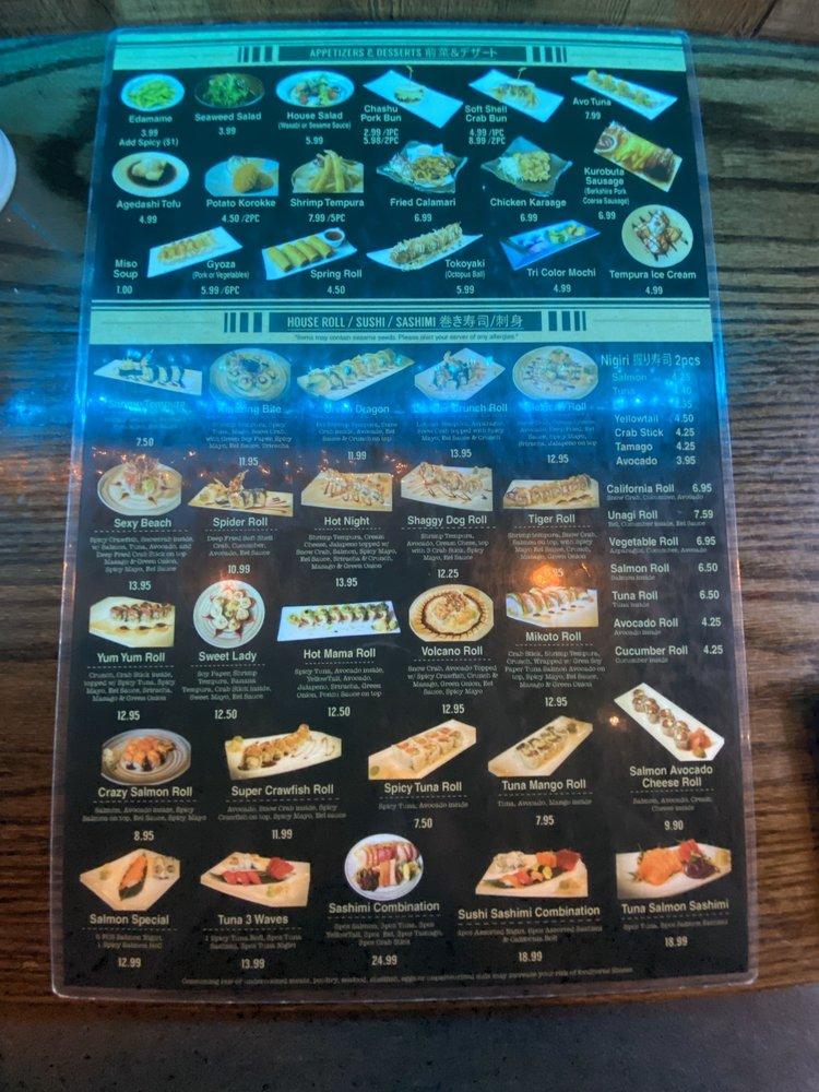 Menu at Mikoto Ramen Bar and Sushi, Tyler