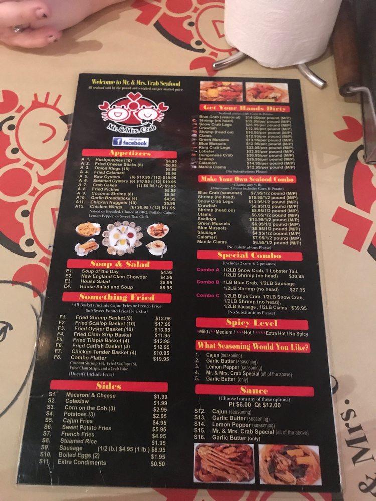 Menu at Mr. & Mrs. Crab - Brandon pub & bar, Brandon