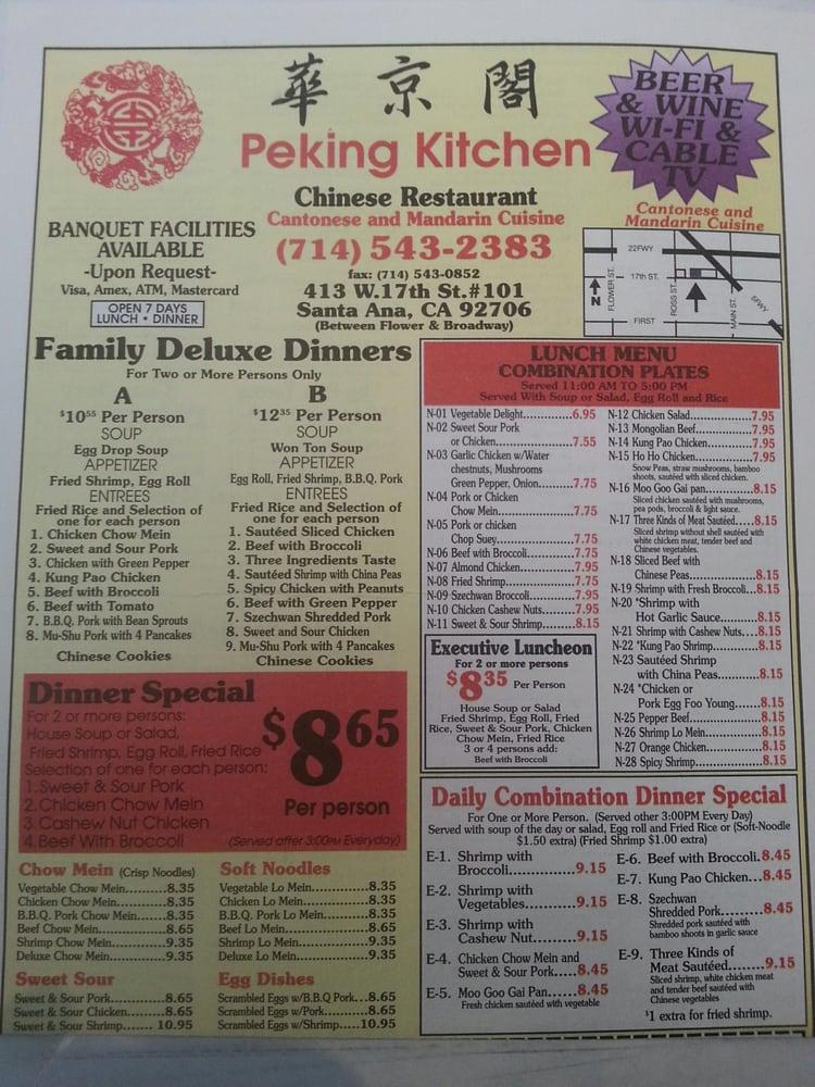 Menu at Peking Kitchen restaurant, Santa Ana