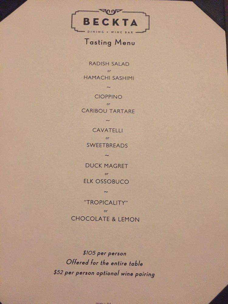 Menu at Beckta Dining & Wine pub & bar, Ottawa