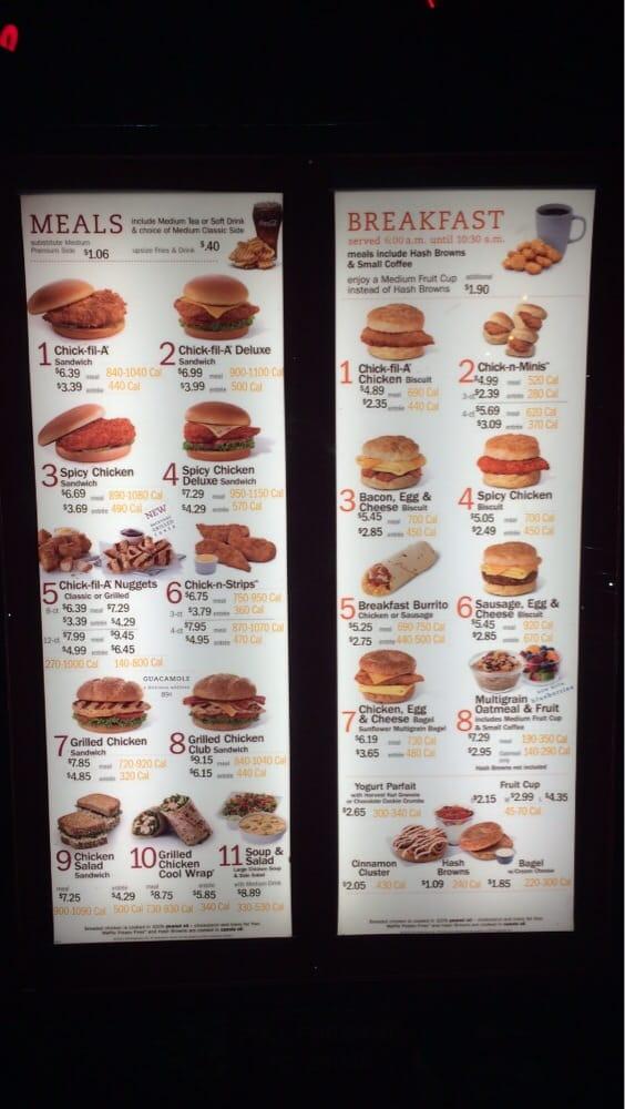 Menu at Chick-fil-A fast food, La Habra