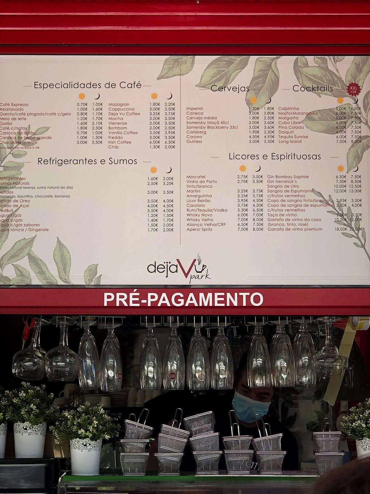 Menu em Déjà Vu Park café, Lisboa, Campo Grande 351