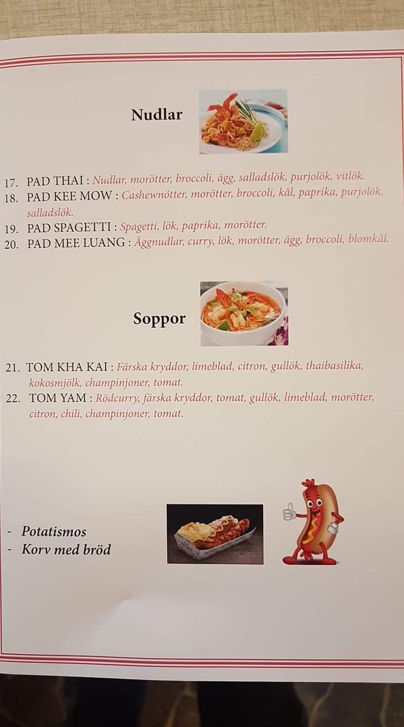 Menu at Ib Kiosken restaurant, Trollhättan